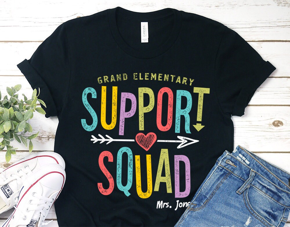 Customizable Support Squad Print SVG T-shirt, Teacher Team Print Shirts ...
