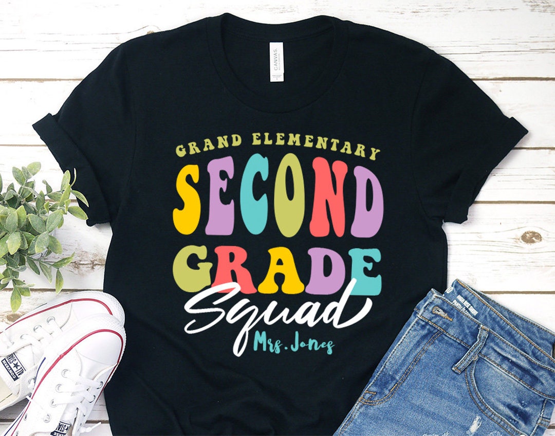 Second Grade Squad Teacher Print SVG T-shirt - Personalized School Team ...