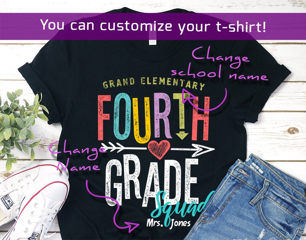 Personalized Fourth Grade Squad Teacher SVG T-shirt Print- School Team ...