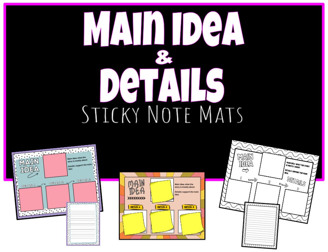 Main Idea and Details Mat With Matching Writing Paper - Etsy