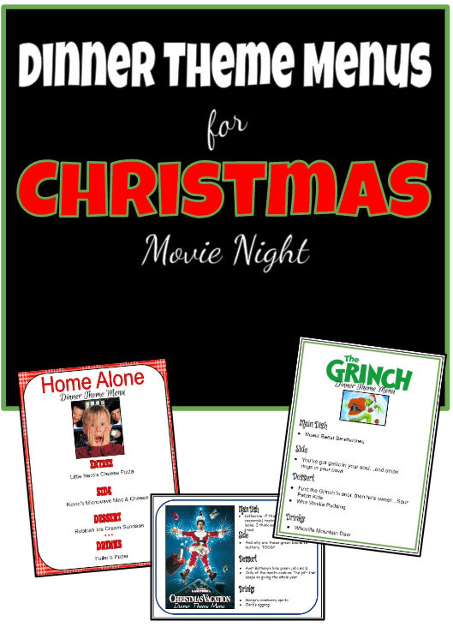 Christmas Movie Themed Dinner Menus - Etsy