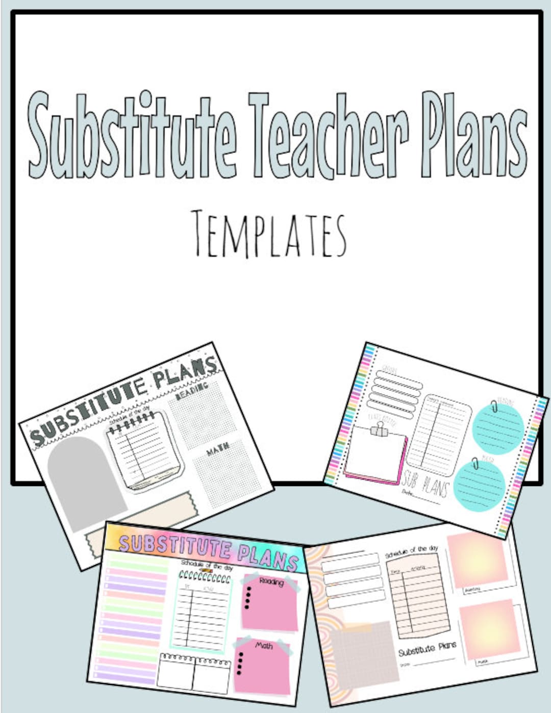 Substitute Teacher Plans Template - Etsy