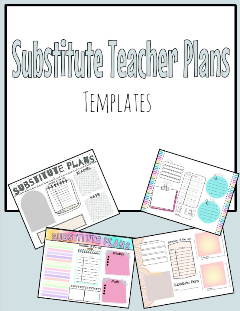 Substitute Teacher Plans Template - Etsy