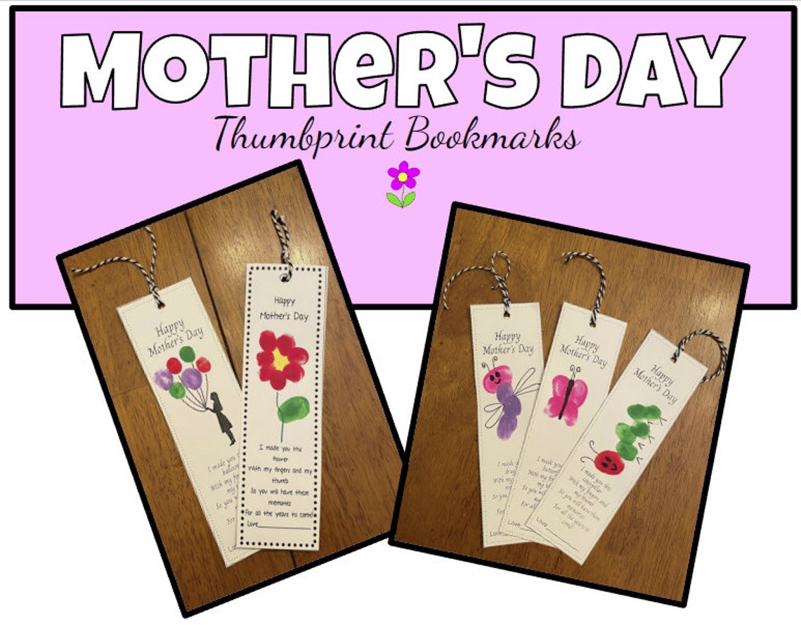 Mother's Day Thumbprint Bookmarks - Etsy