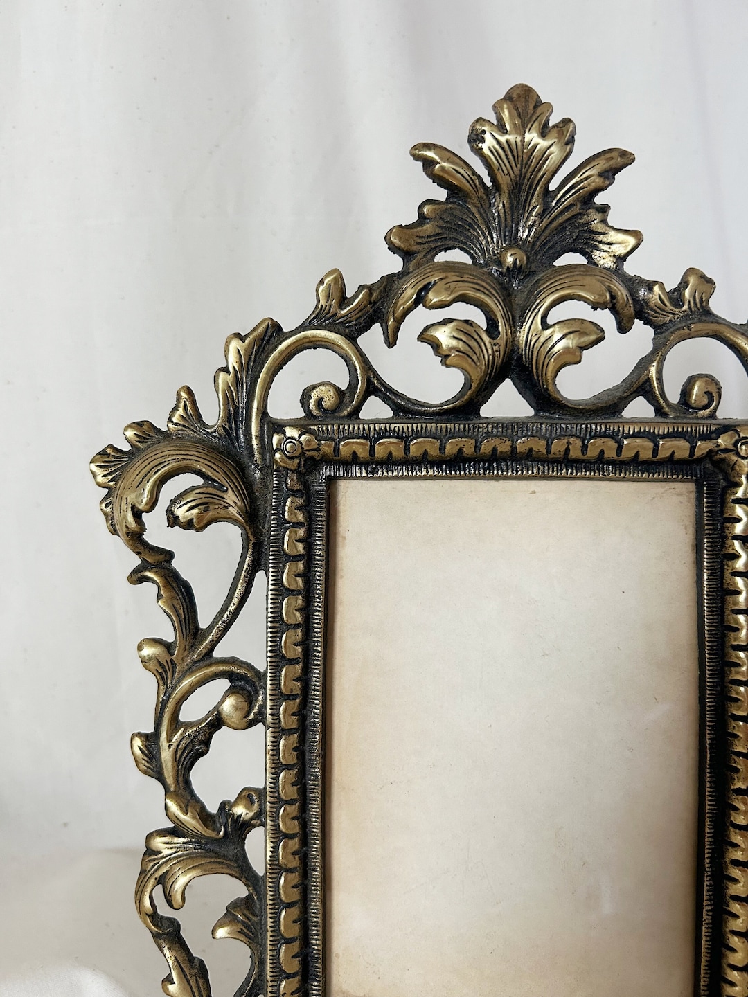 Cast Metal Ornate Frame With Folding Stand and Glass, Excellent ...