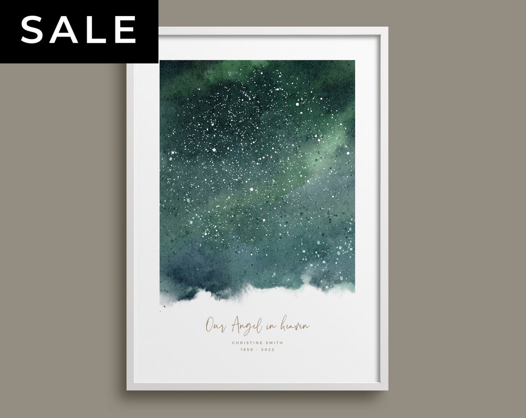 Our Angel in Heaven Memorial Star Map Print Poster With Name Dates ...