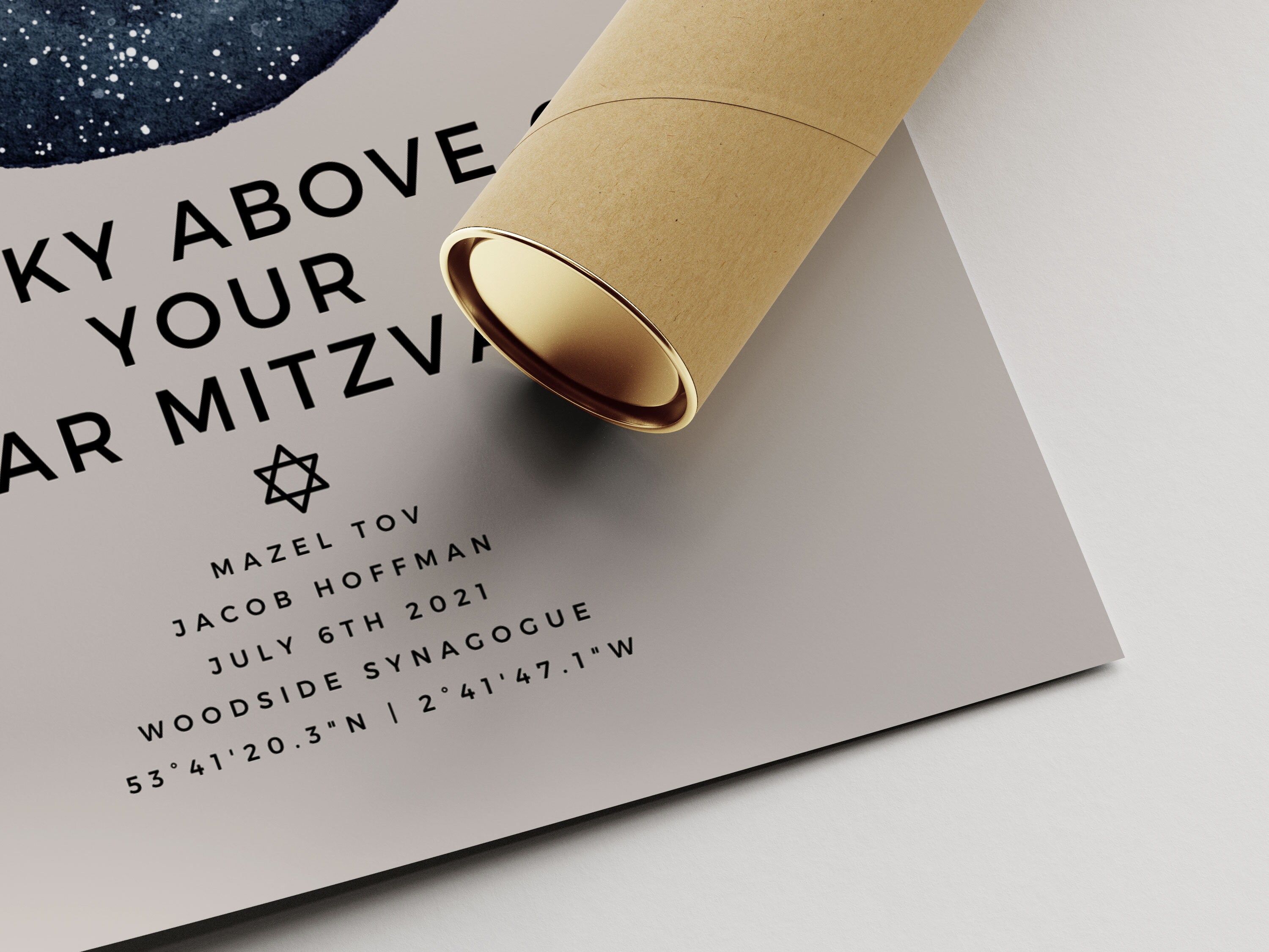 Bar Mitzvah, Mazel Tov, Custom Star Map Print, Star of David Gift for ...