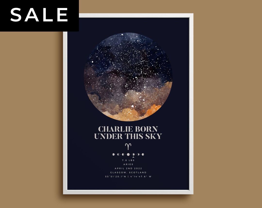 Trendy Custom Sky Map Print With Personalised Message, Birthday Gift ...