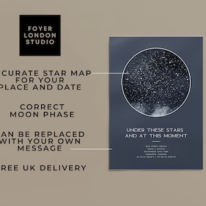 Custom Star Map by Date Night Sky Print Personalised Wedding Gift for ...