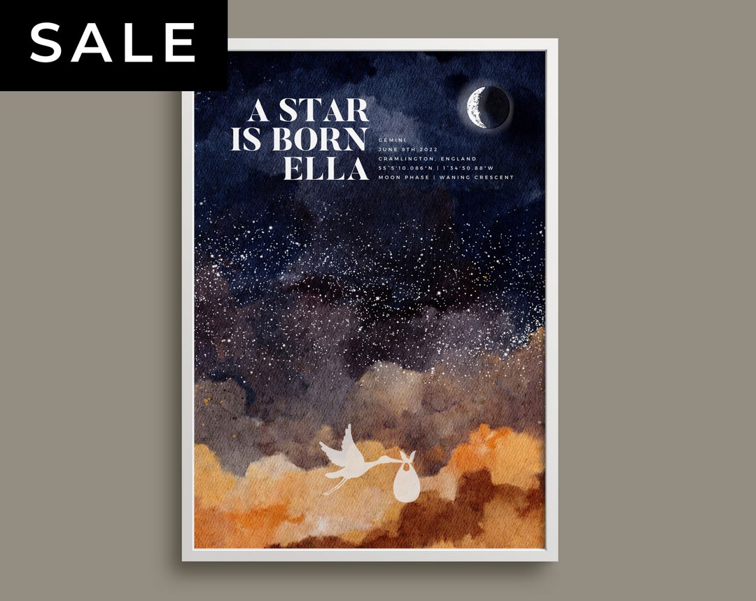 New Baby Gift, Night Sky Print, Personalised Birthday Gift, the Stars ...