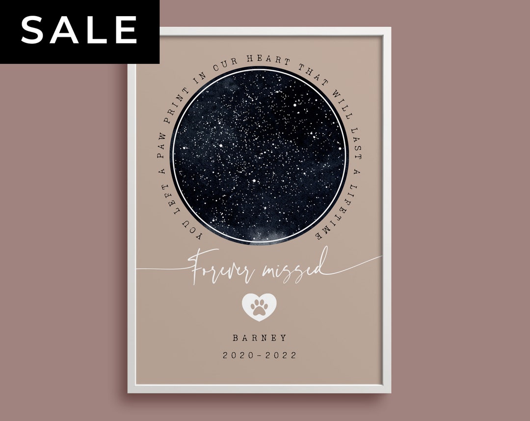 Forever Missed Pet Memorial Star Map Print, Personalised Bereavement ...
