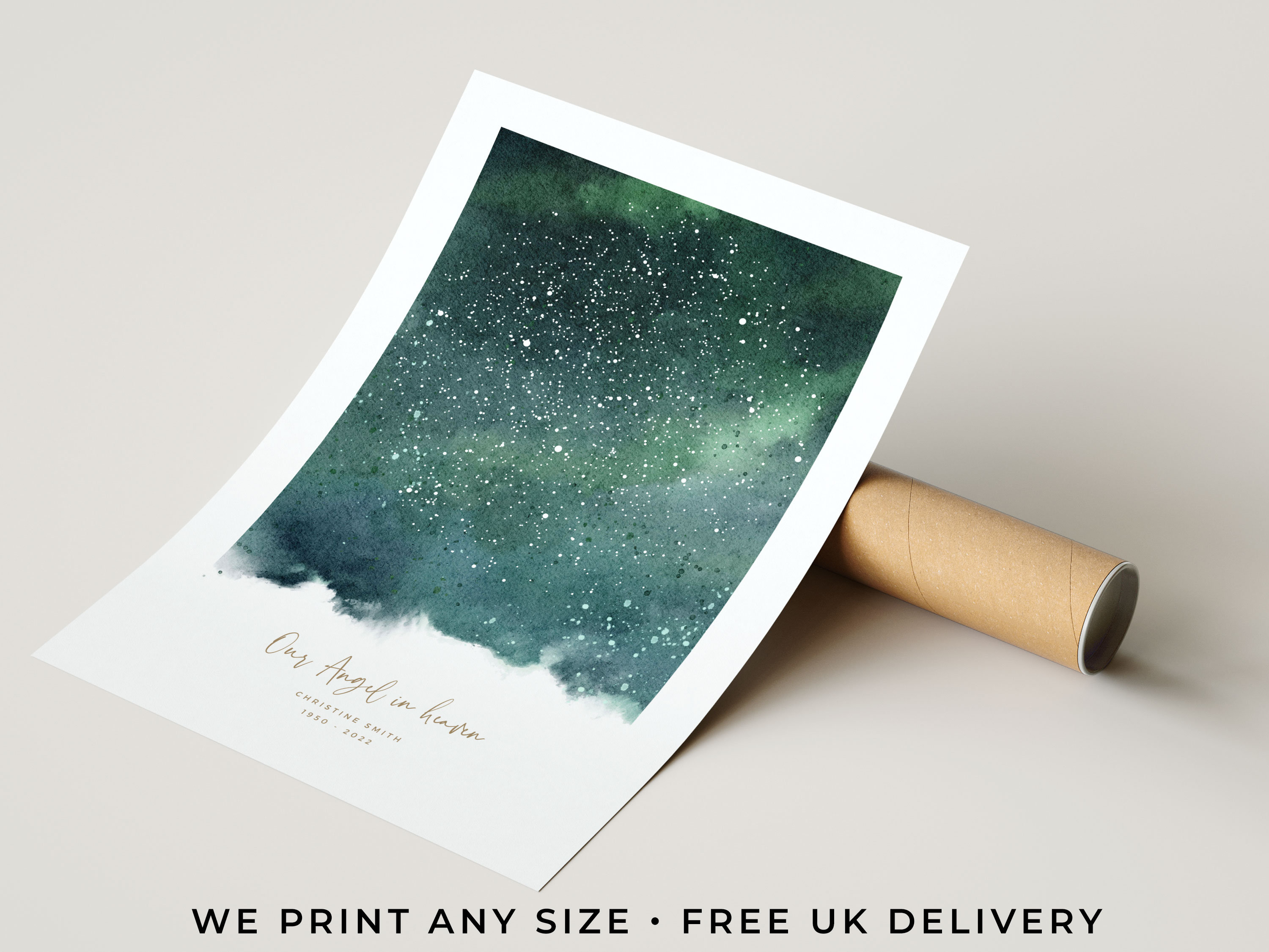 Our Angel in Heaven Memorial Star Map Print Poster With Name Dates ...