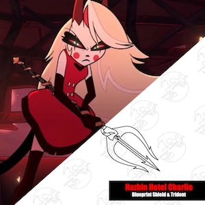 Hazbin Hotel Charlie Blueprint Shield and Trident - Etsy