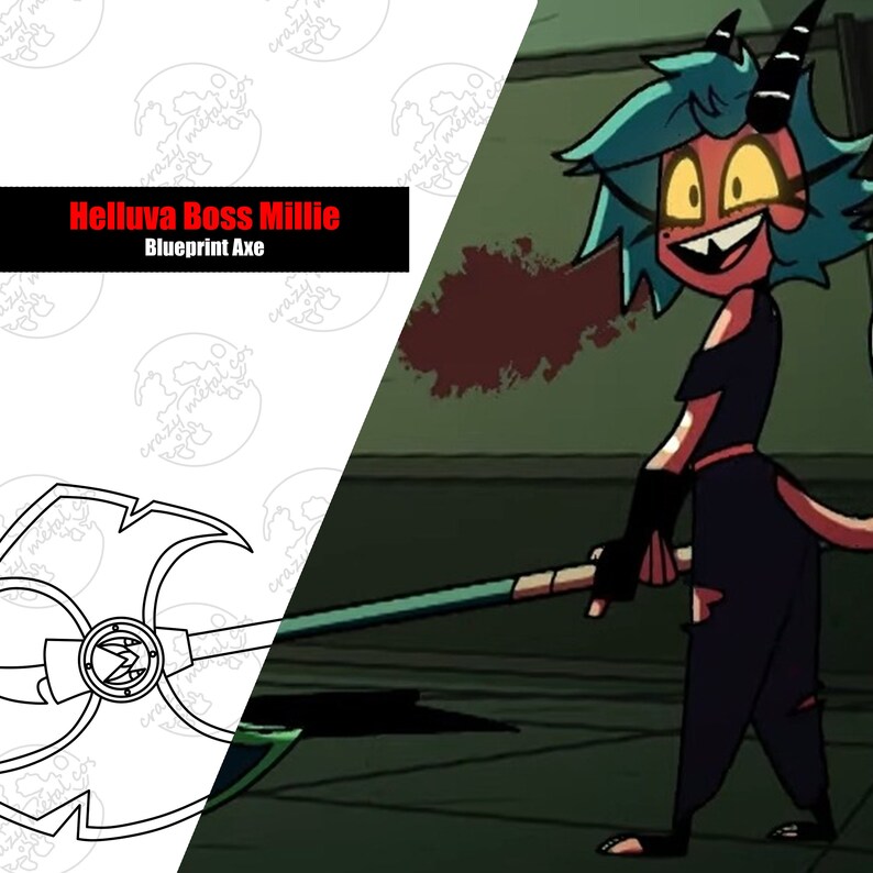 Helluva Boss Millie Blueprint Axe - Etsy