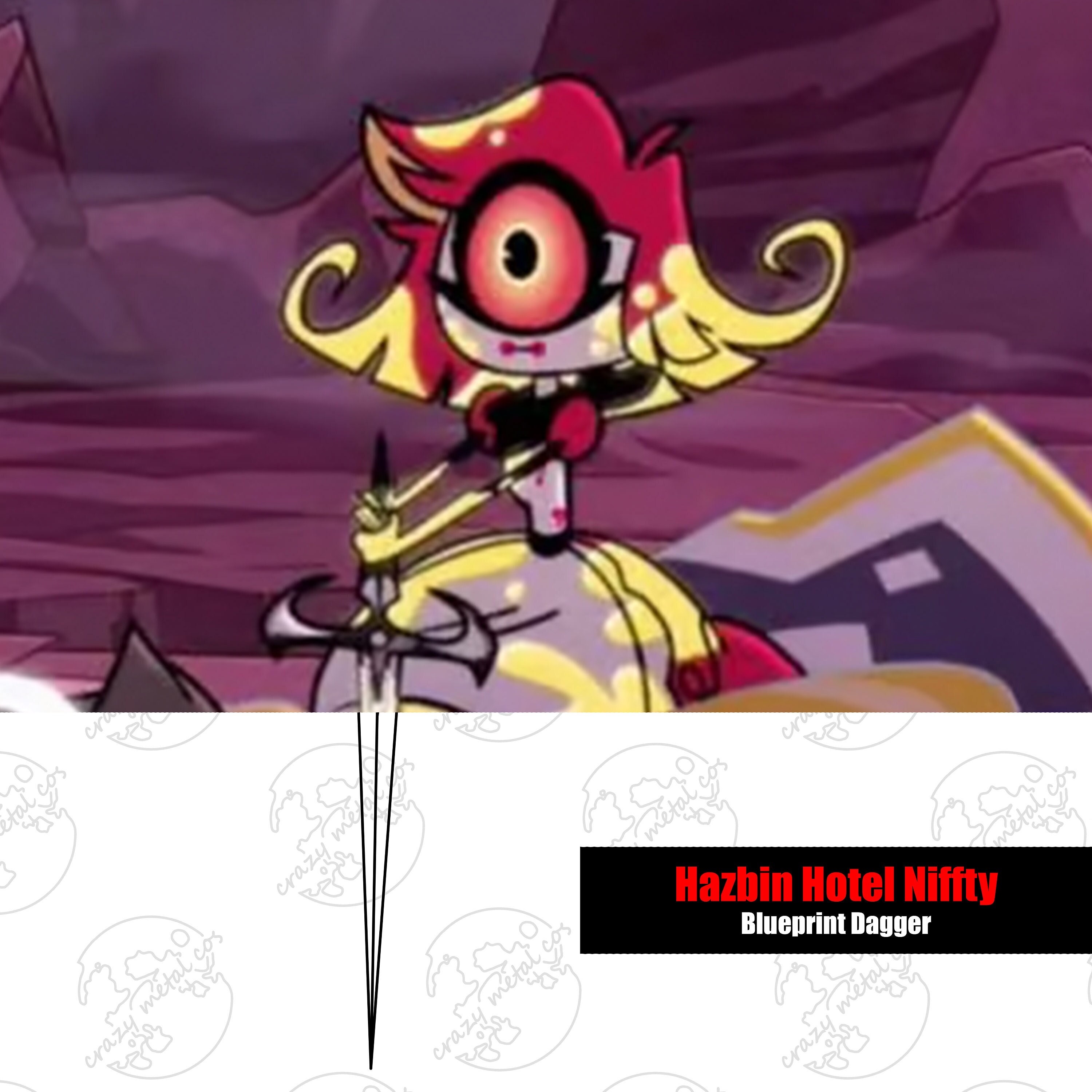 Hazbin Hotel Niffty Blueprint Dagger - Etsy