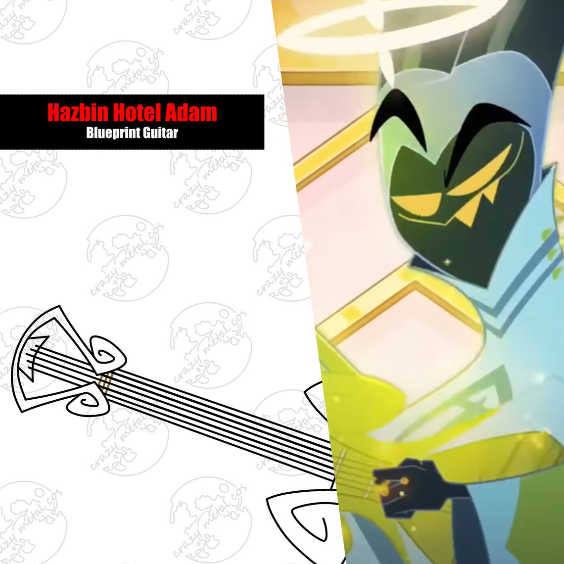 Hazbin Hotel Adam Blueprint Guitar - Etsy
