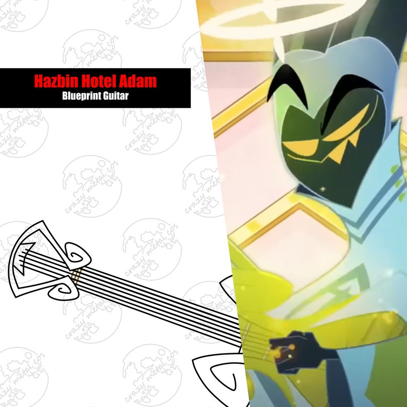 Hazbin Hotel Adam Blueprint Guitar - Etsy