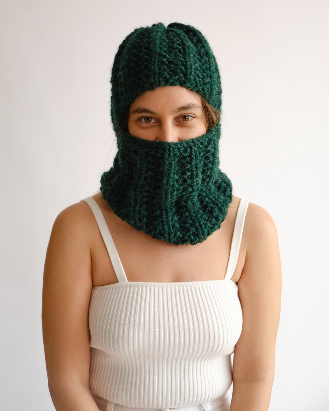 Emerald Green Wool Balaclava Handmade Chunky Balaclava Hand - Etsy