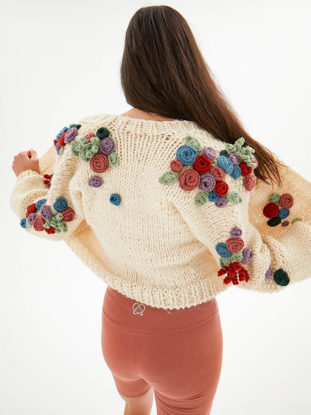 Handmade Knit Cardigan Chunky Embroidered Cardigan Crop - Etsy Canada