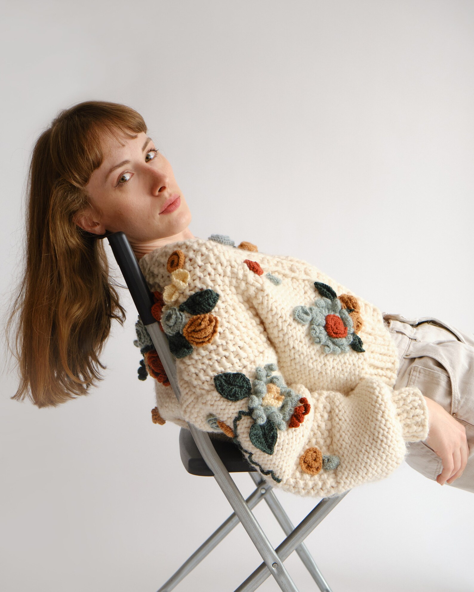 Handmade Knit Cardigan Chunky Embroidered Cardigan Cropped | Etsy