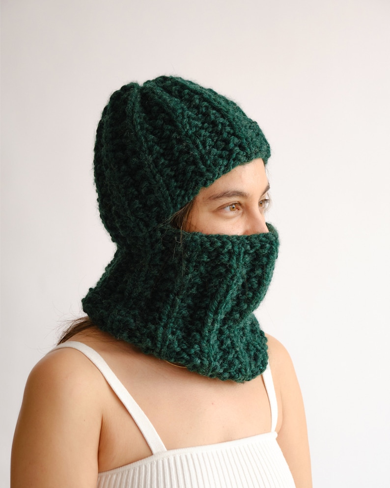 Emerald Green Wool Balaclava Handmade Chunky Balaclava Hand - Etsy