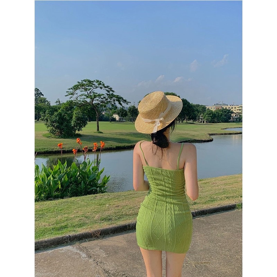 Green Halter Avocado Knitted Mini Dress - Stretchy Bodycon Style Dress ...