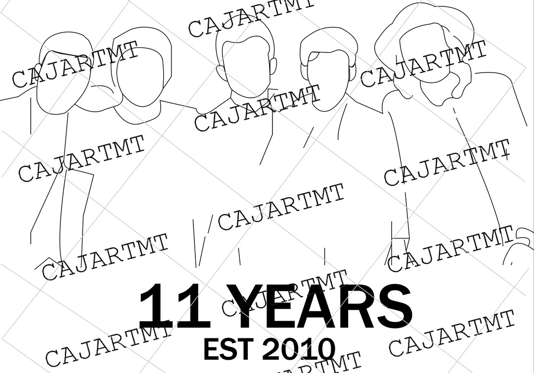 One Direction 5 Members 11 Years PNG, JPG, SVG - Etsy