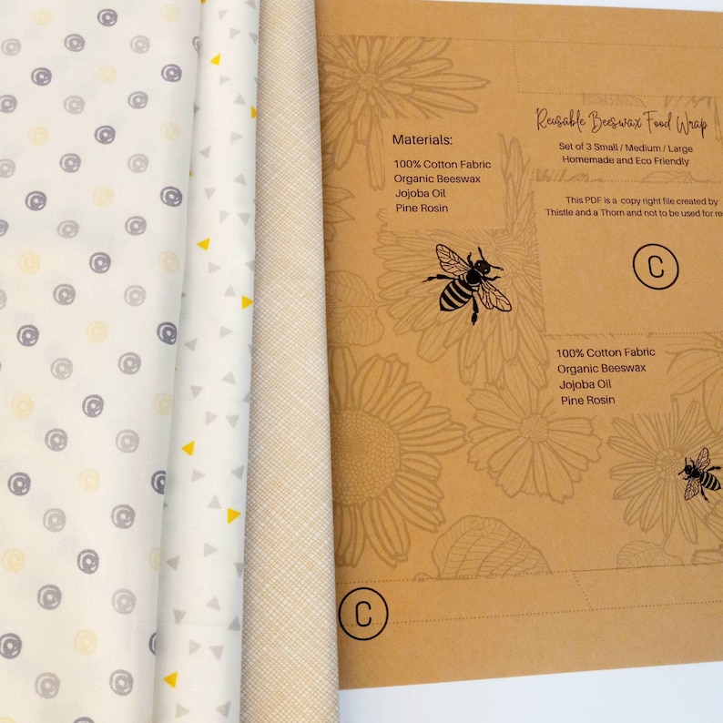 Beeswax Wrap Packaging Envelope With Floral Design (digital Download ...