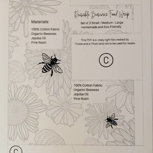Beeswax Wrap Packaging Envelope With Floral Design (digital Download ...