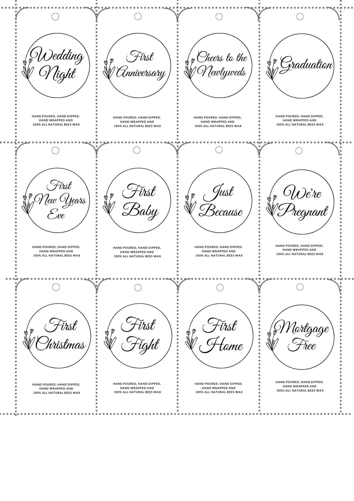 PRINTABLE occasions Template 12 Per Gift Tags / Wrap Labels - Etsy