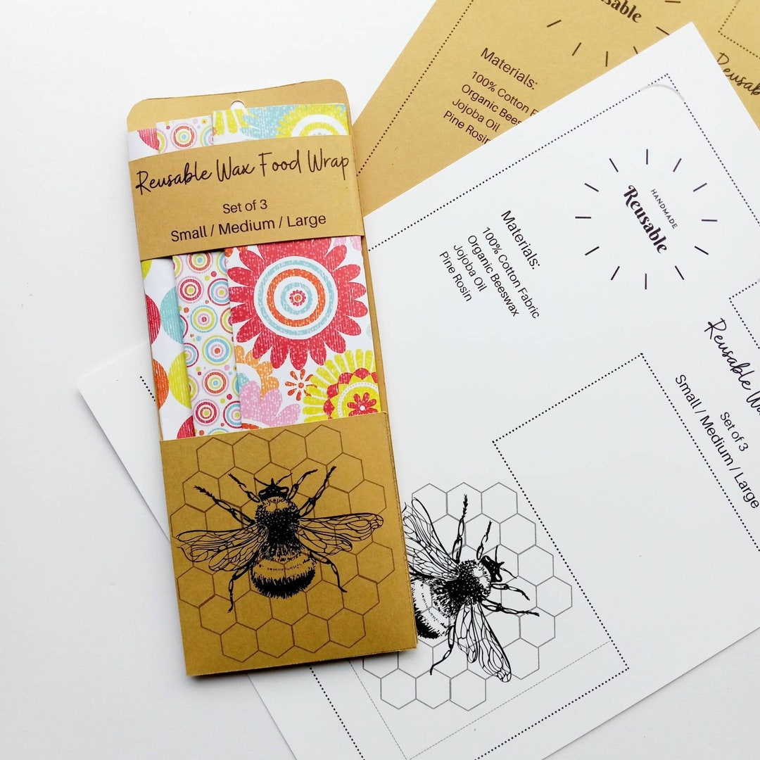 Reusable Beeswax Food Wrap Package: Set of 3 or Single Sized Option ...