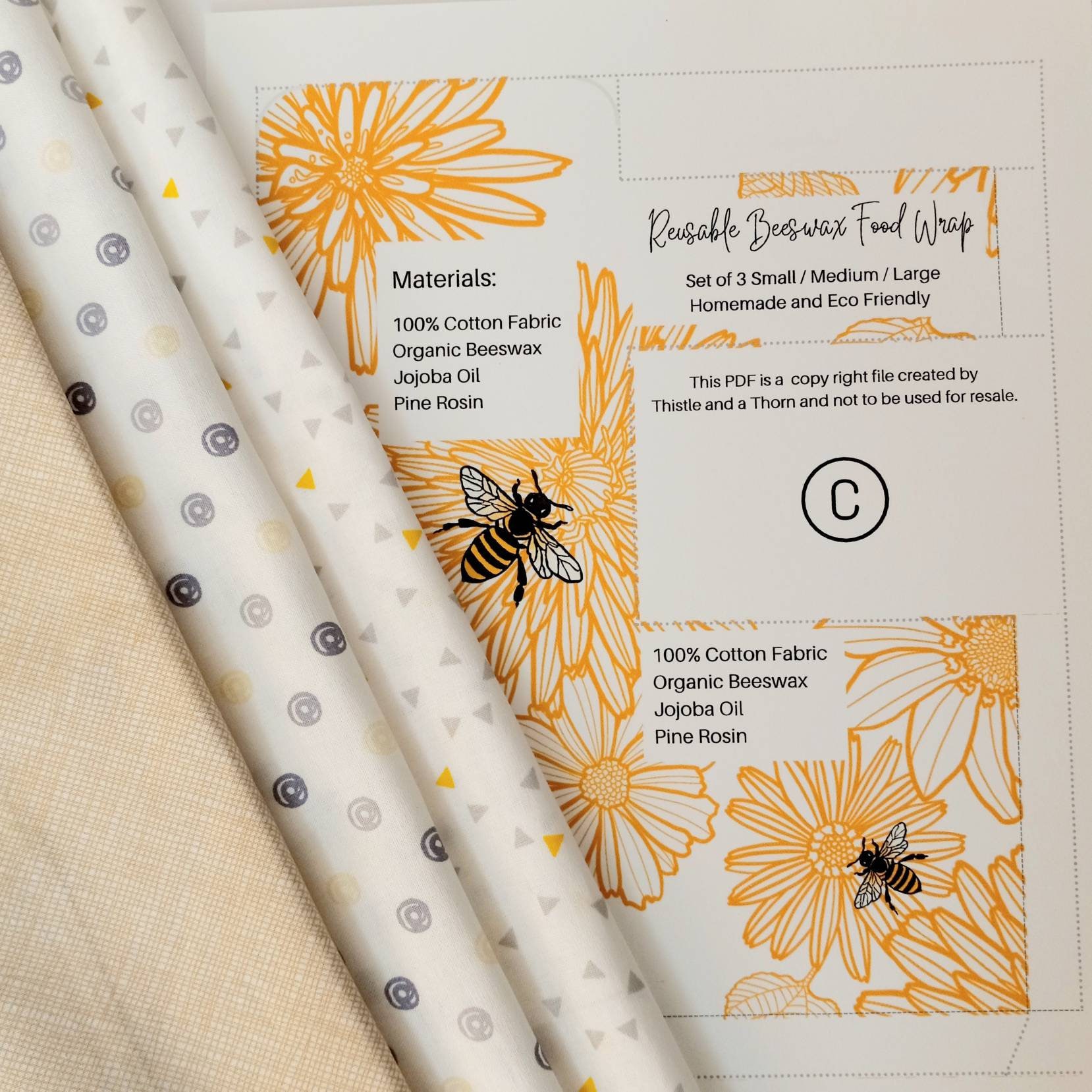 Beeswax Wrap Packaging Envelope With Floral Design (digital Download ...