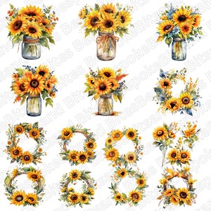 Watercolor Floral Sunflower Clipart, Fall Flowers, Fall Floral Flower ...
