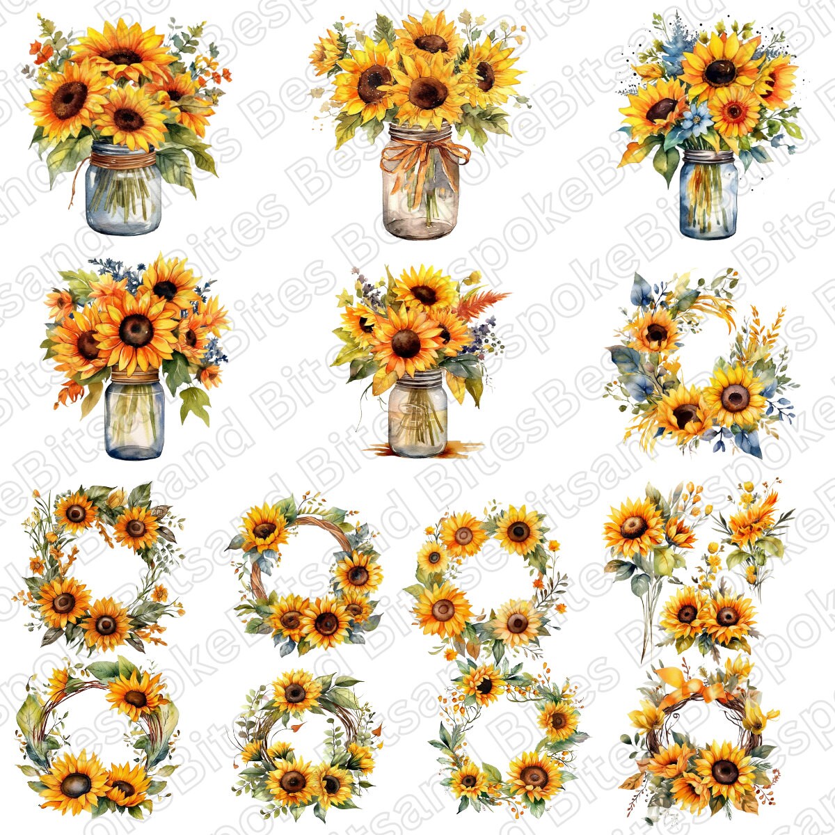 Watercolor Floral Sunflower Clipart, Fall Flowers, Fall Floral Flower ...