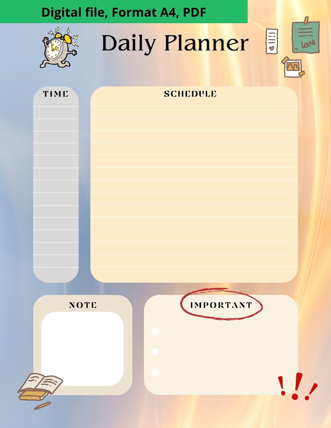 Daily Planner, Downloadable PDF, Printable PDF, Undated. A4 Format. - Etsy