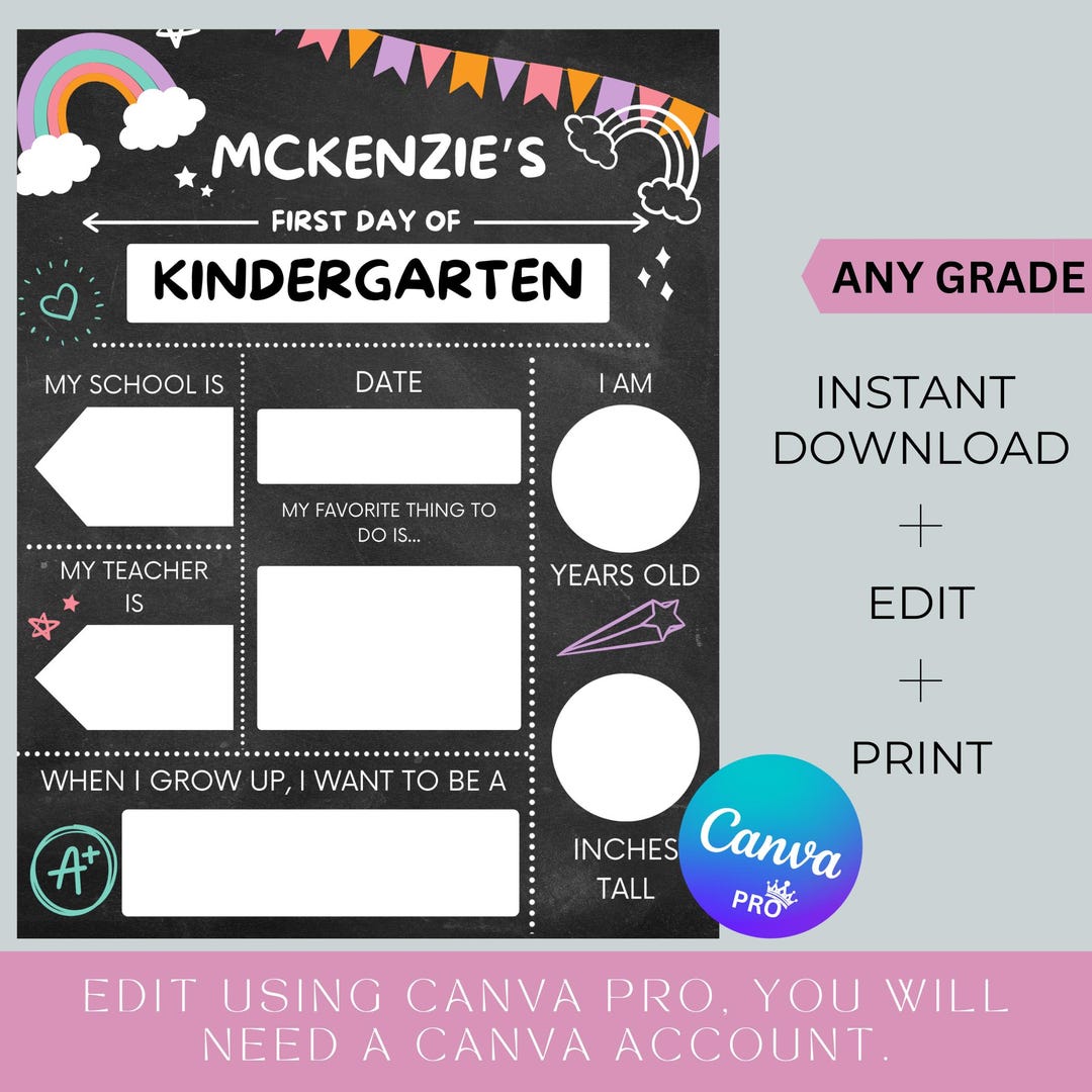 EDITABLE Back to School Sign Printable Back to School Grade Sign - Etsy