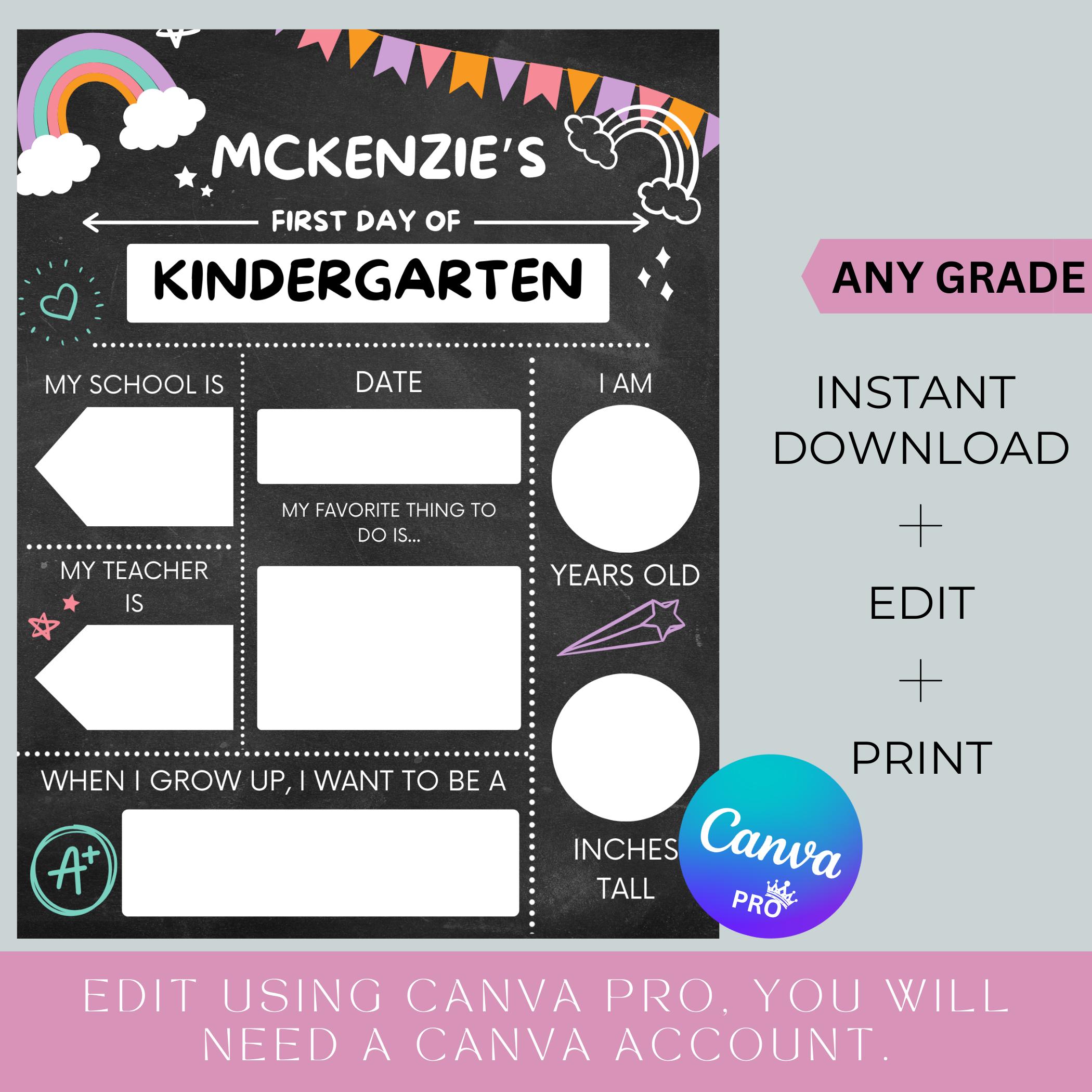 EDITABLE Back to School Sign Printable Back to School Grade Sign - Etsy ...
