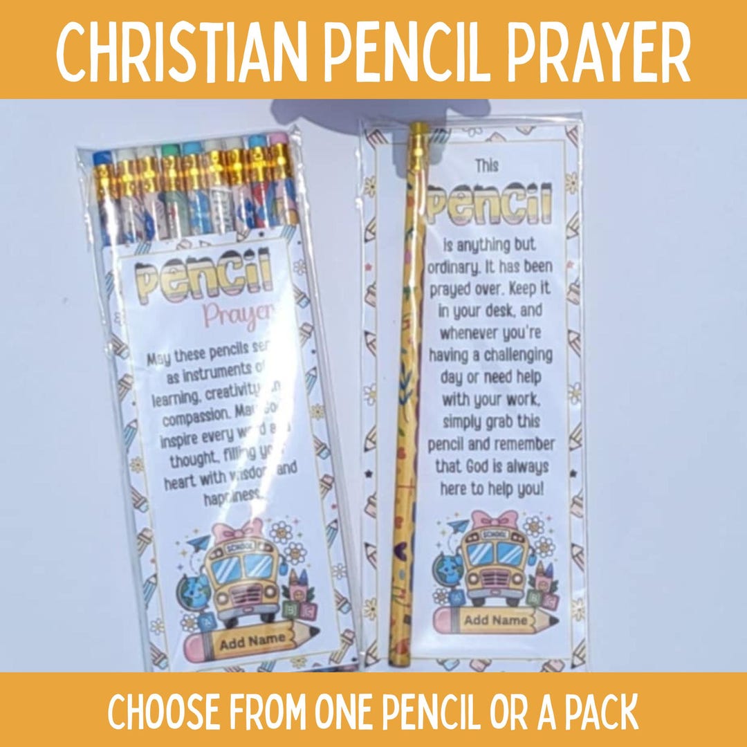 Personalized Pencil Prayer Gift Tag Set | Christian Back to School Gift ...