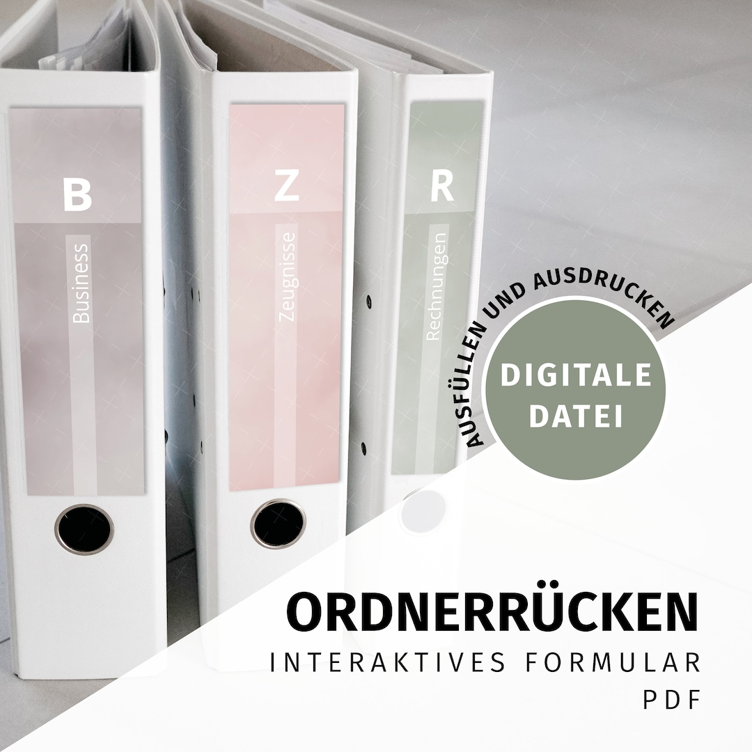 Ordner Rücken Schild Printable Ordnerrücken Interaktives Formular ...
