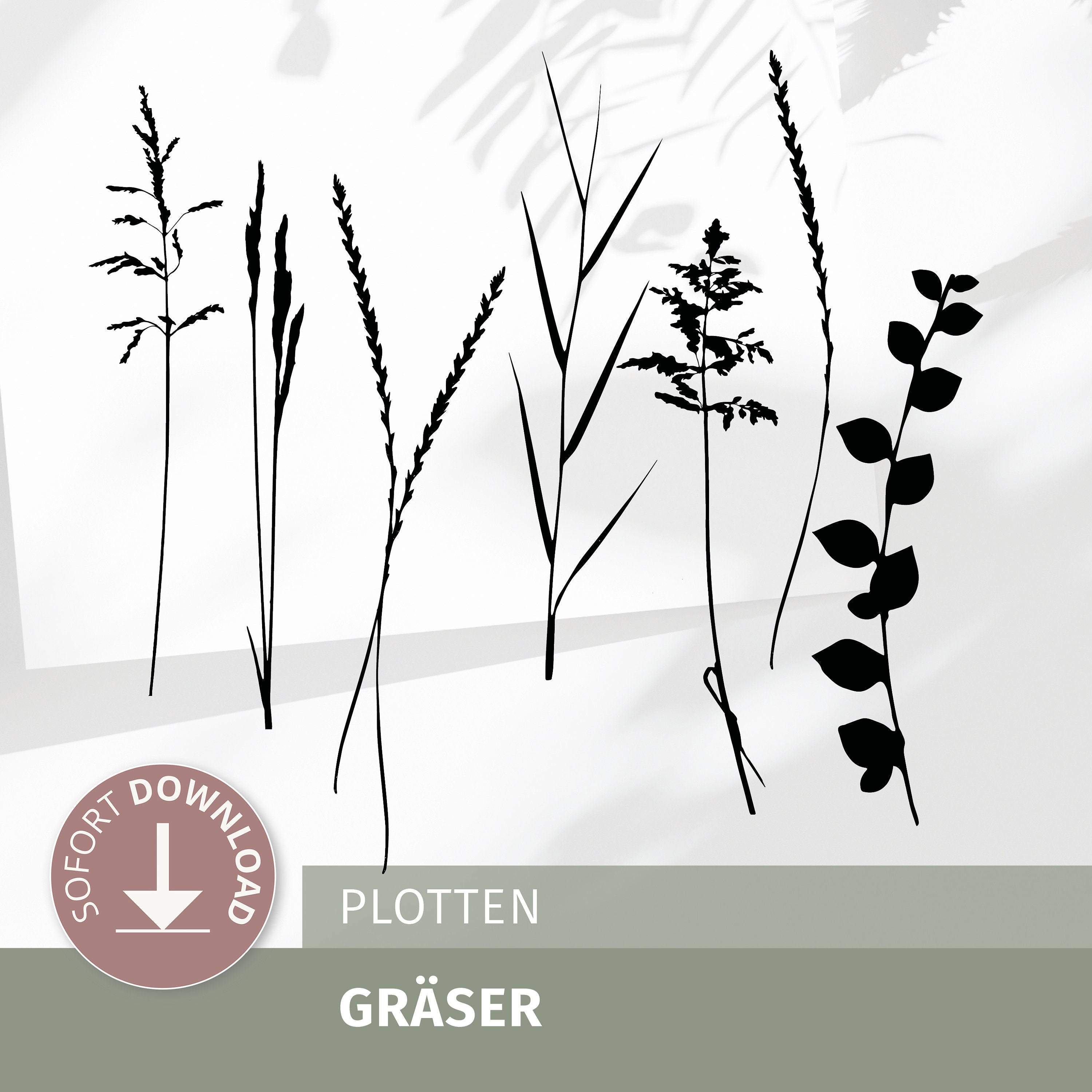Plotter File SVG, PNG, PDF, Dxf Grass Bundle Nature Vintage Cricut ...