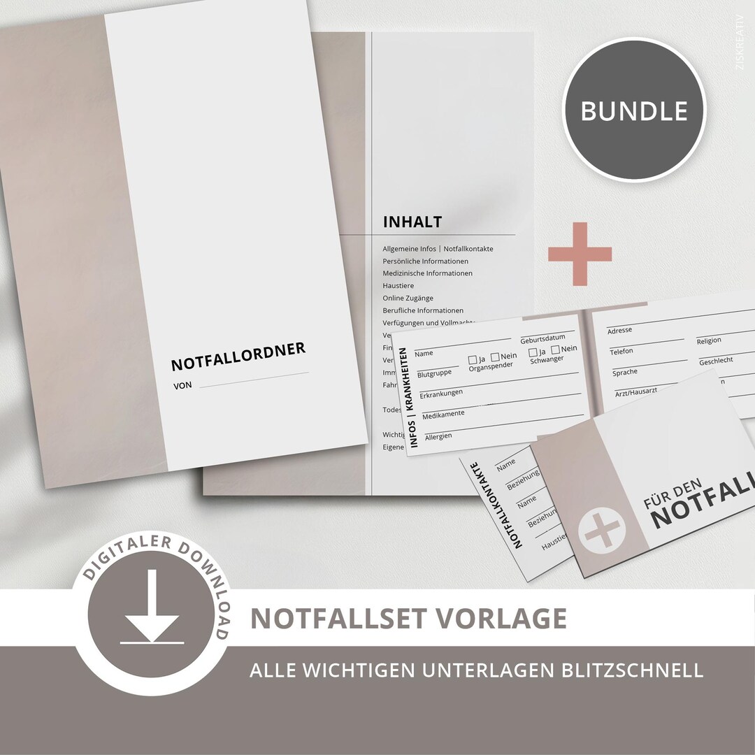 Bundle - Emergency Folder to Fill Out & Emergency Card – Emergency ...