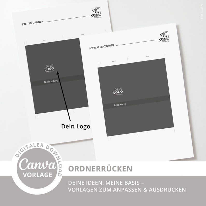 Canva - Binder Spine Templates With Dark Logo – PDF Labels for Binders ...