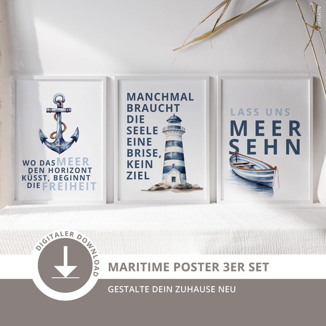 Maritime Sea Poster as Digital Download – DIN A2 Format (42 X 59 Cm) - Etsy