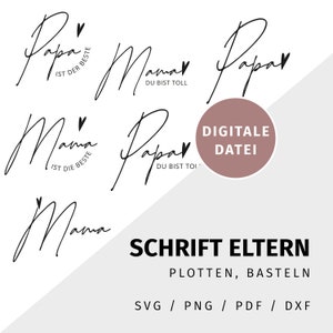 Plotterdatei SVG, PNG, DXF, pdf Mama und Papa Bundle Paket Muttertag/Vatertag Cricut, Silhouette ...