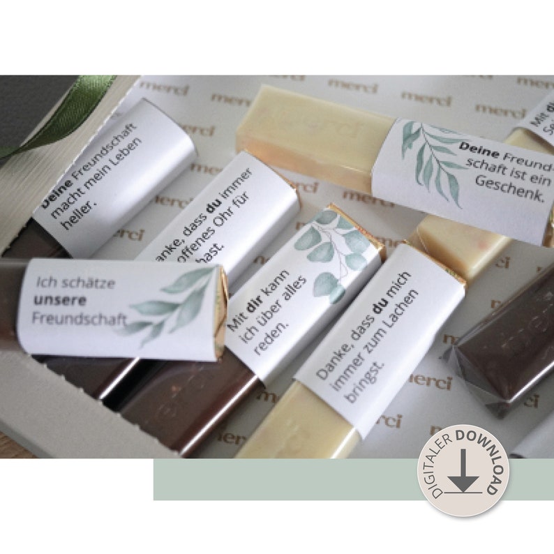 Merci Banderoles Friendship, Eucalyptus Design Merci Labels, Gift Box ...