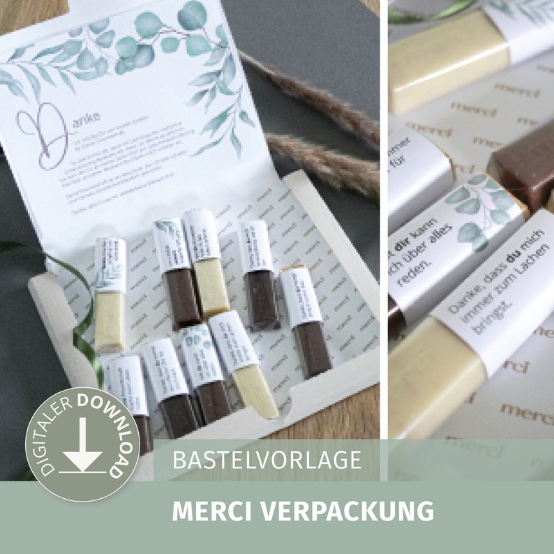 Merci Banderoles Friendship, Eucalyptus Design Merci Labels, Gift Box ...