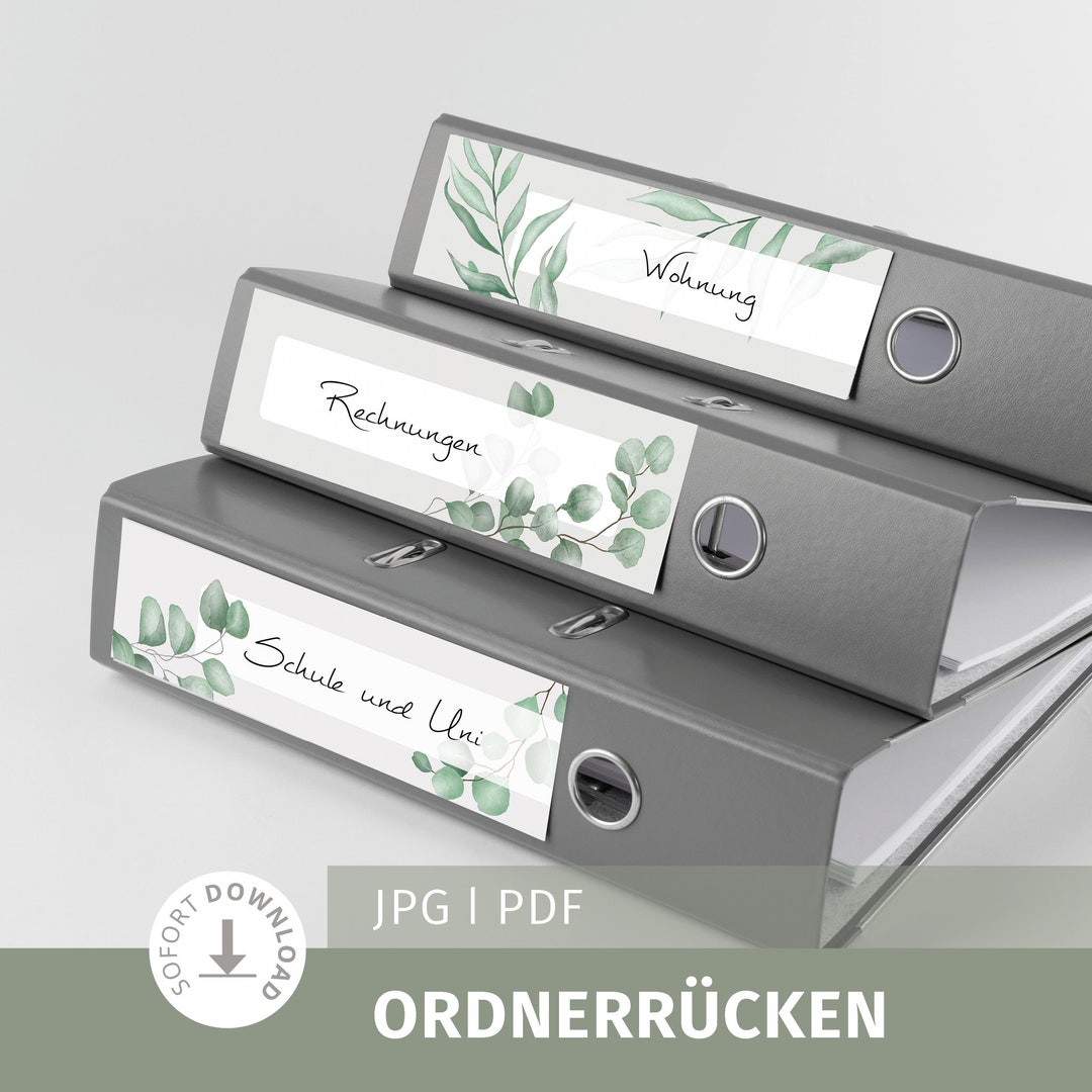 Eucalyptus - Folder Spines, Folder Labels, Folder Template, Digital ...