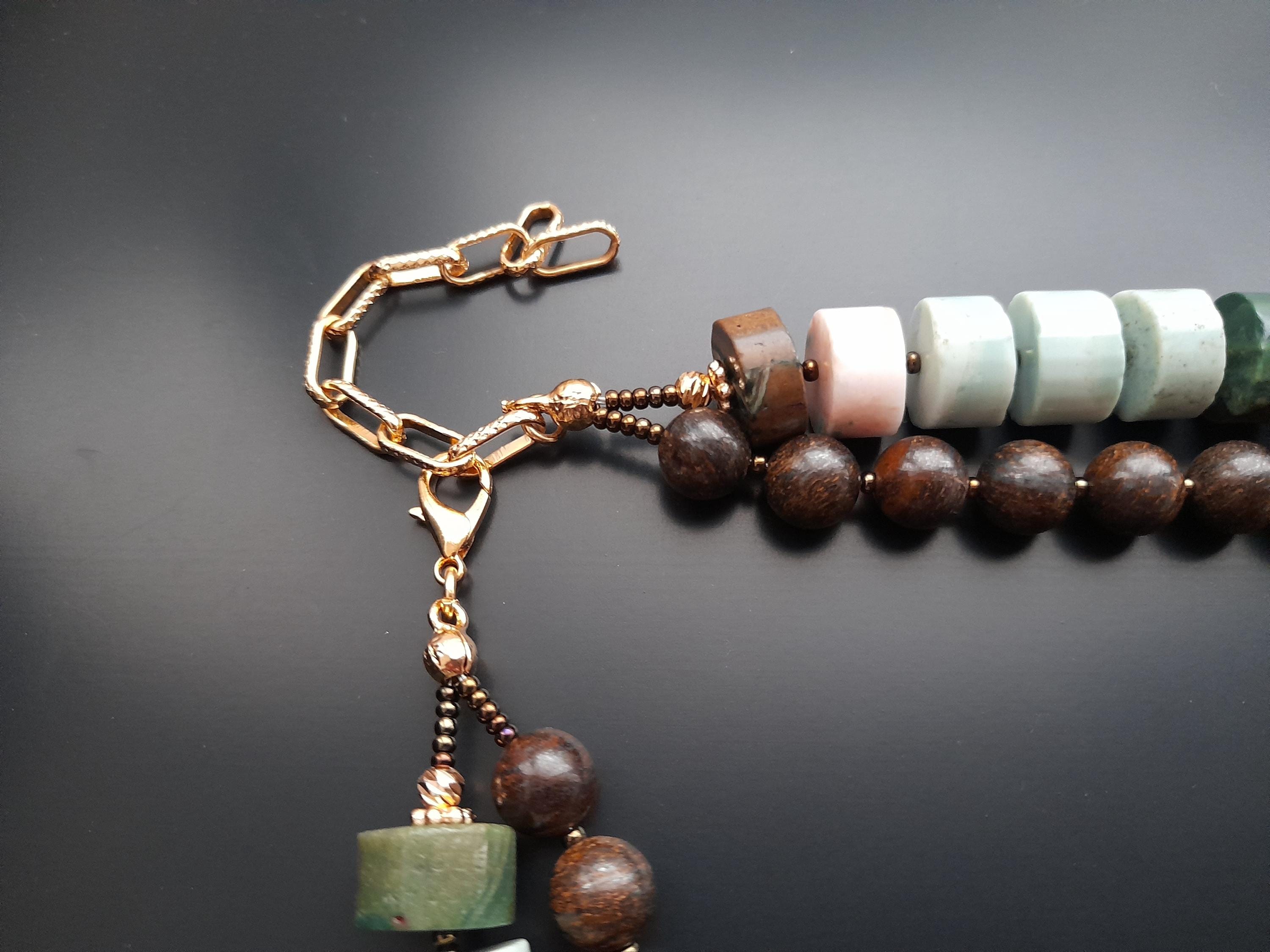 Ocean Jasper Bronzite Necklace Women Unusual Handmade Jewelry Statement ...