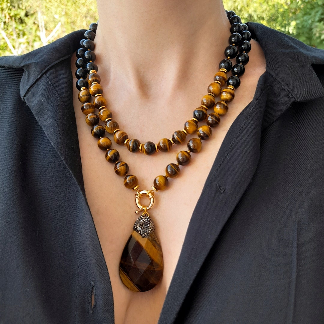 Tiger Eye Necklace Women. Unusual Handmade Jewelry. Statement - Etsy