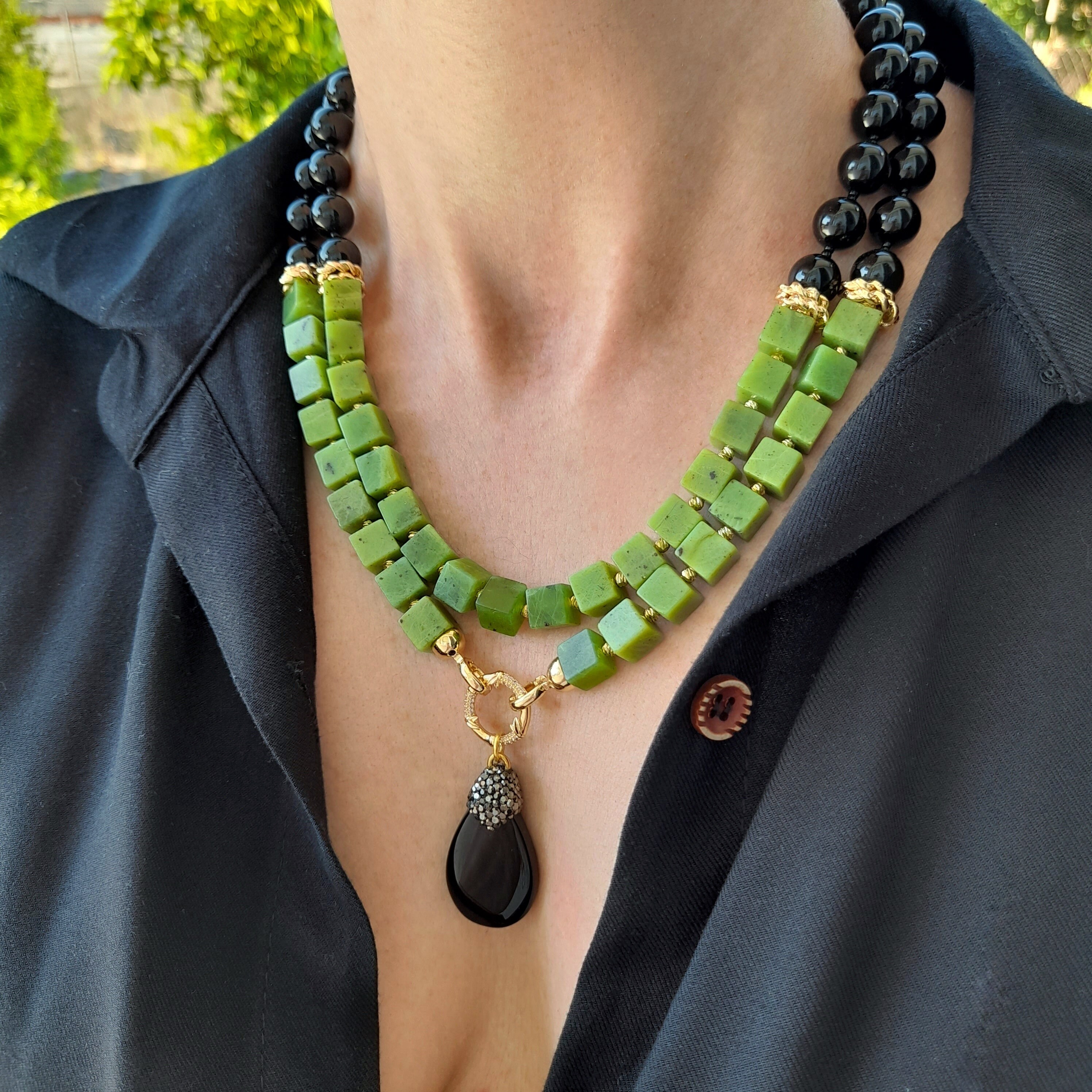 Canadian Jade Necklace Unusual Handmade Jewelry Statement Chunky ...